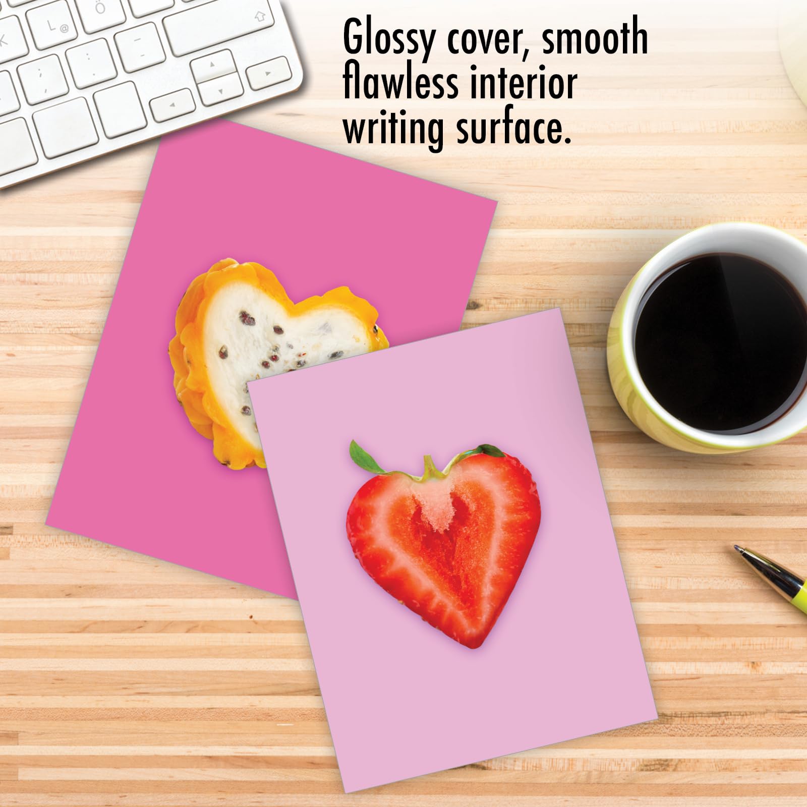The Best Card Company - 20 Cute Boxed Cards (4 x 5.12 Inch) - Assorted Blank Set (10 Designs, 2 Each) - Fruit Hearts AM8992OCB-B2x10