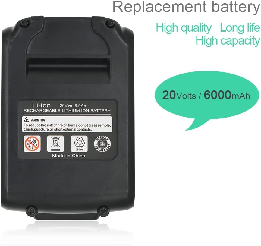 VIRSHX BATT 2Pack 20v 6.0Ah Replacement Lithium-ion Battery Compatible with Dewalt 20V Max Batteries XR DCB200 DCB201 DCB203 DCB204 DCB204BT-2