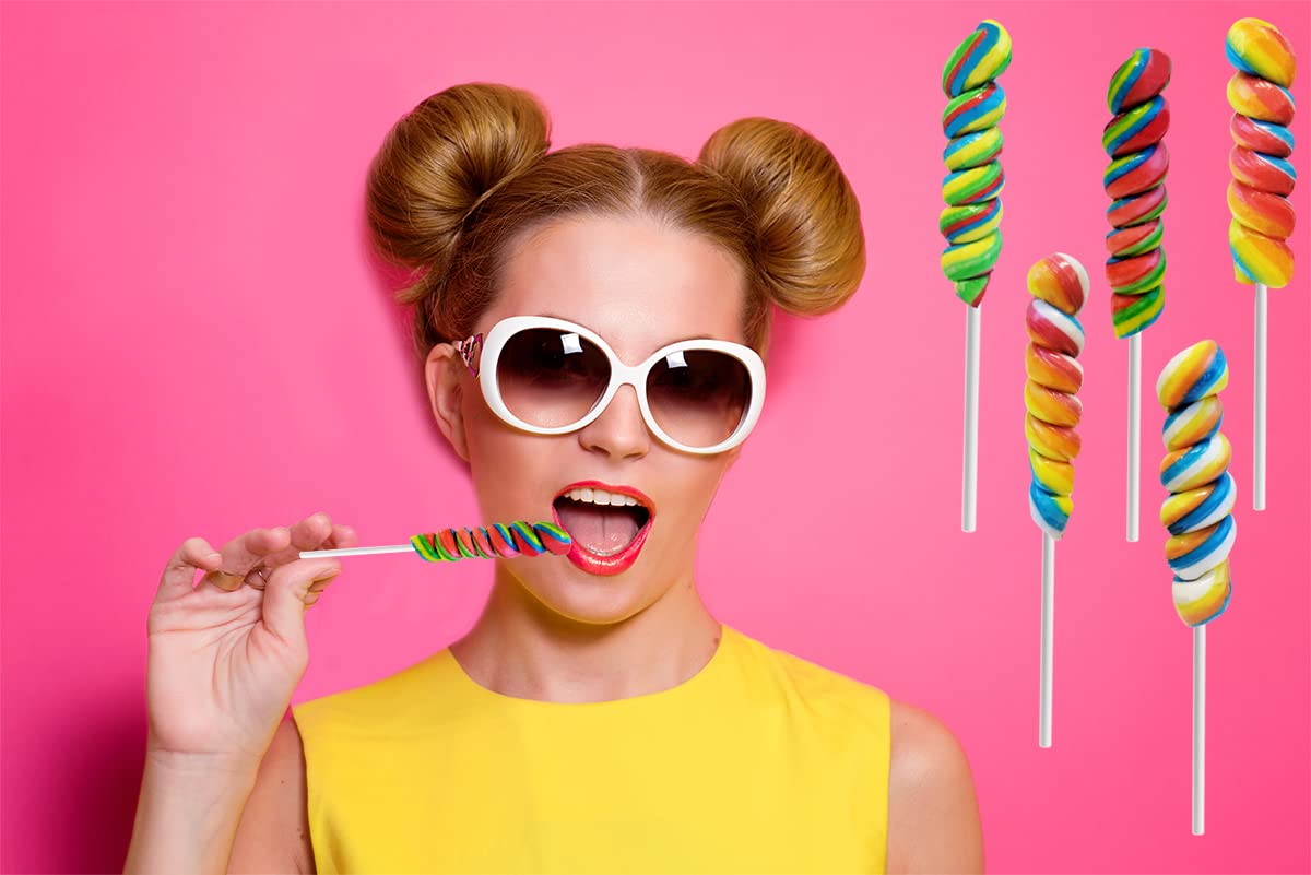 The Dreidel Company Rainbow Twist Lollipop, Mixed Fruit Flavor, Individually Wrapped, 3" Inch Sucker (12-Pack)