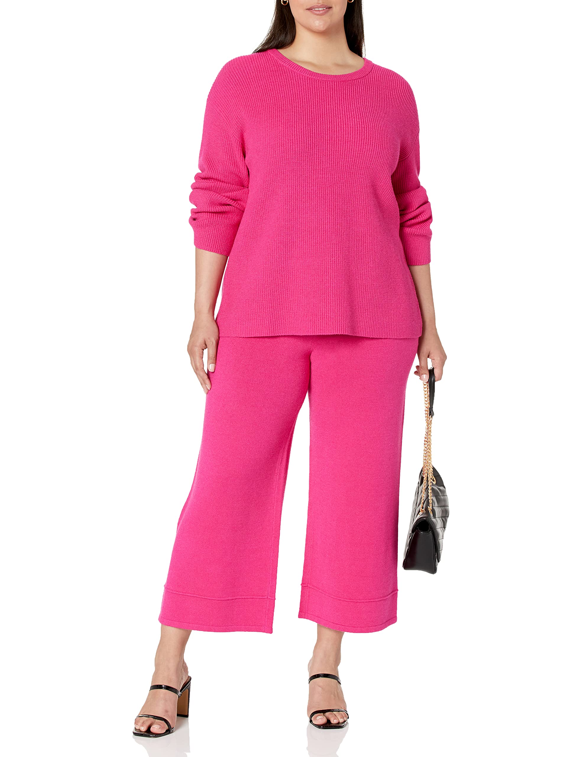 The Drop Women's Bernadette Pull-on Loose-fit Cropped Sweater Pant, Hot Pink, XXS