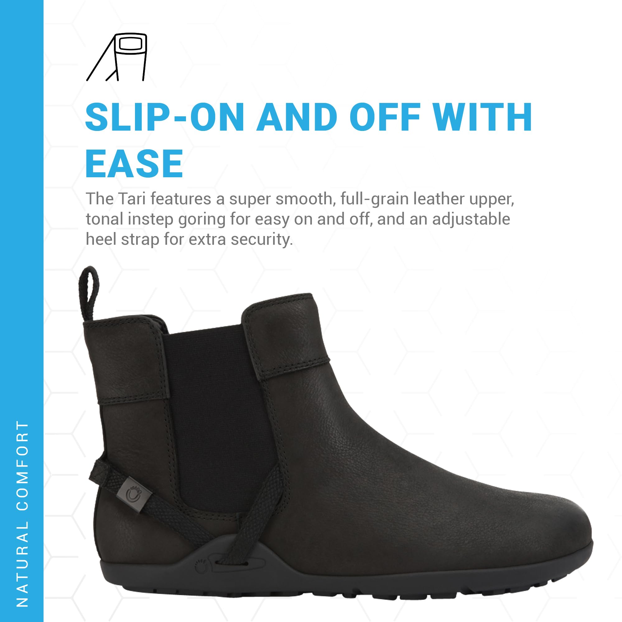 Xero Shoes Tari Women's Ankle Boots — Lightweight, Zero-Drop Heel, Leather Chelsea Boots for Women — Slip-on Women's Booties — Black, Size 8