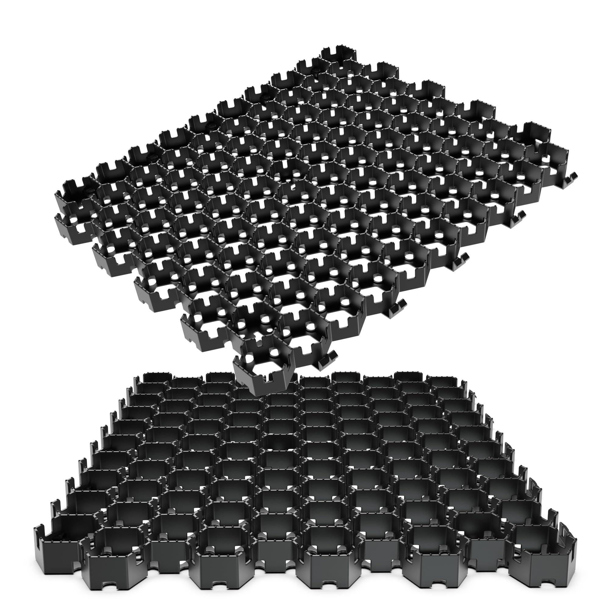 Vodaland Permeable Pavers - HexPave Grass & Gravel Permeable Paver System - 100% Recycled PPE Plastic Pavers, Handles 27,000 lbs, 1" Depth, 300 s.f / 95 Units