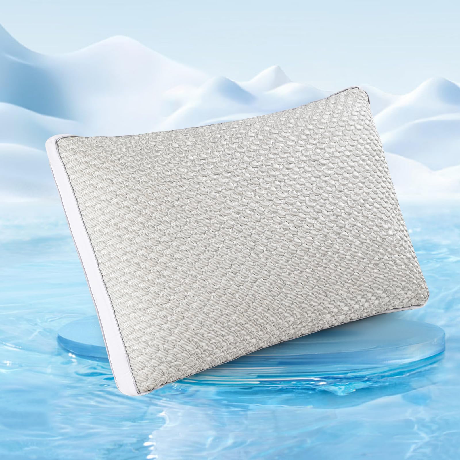 YOUR MOON Soft Cooling Pillow Queen Size, Cloud Comfort Cool Gel Pillows for Sleeping That Stay Cold, Down-Alternative Filling Support Cold Pillow, Washable Bed Pillows for Side and Back Sleepers