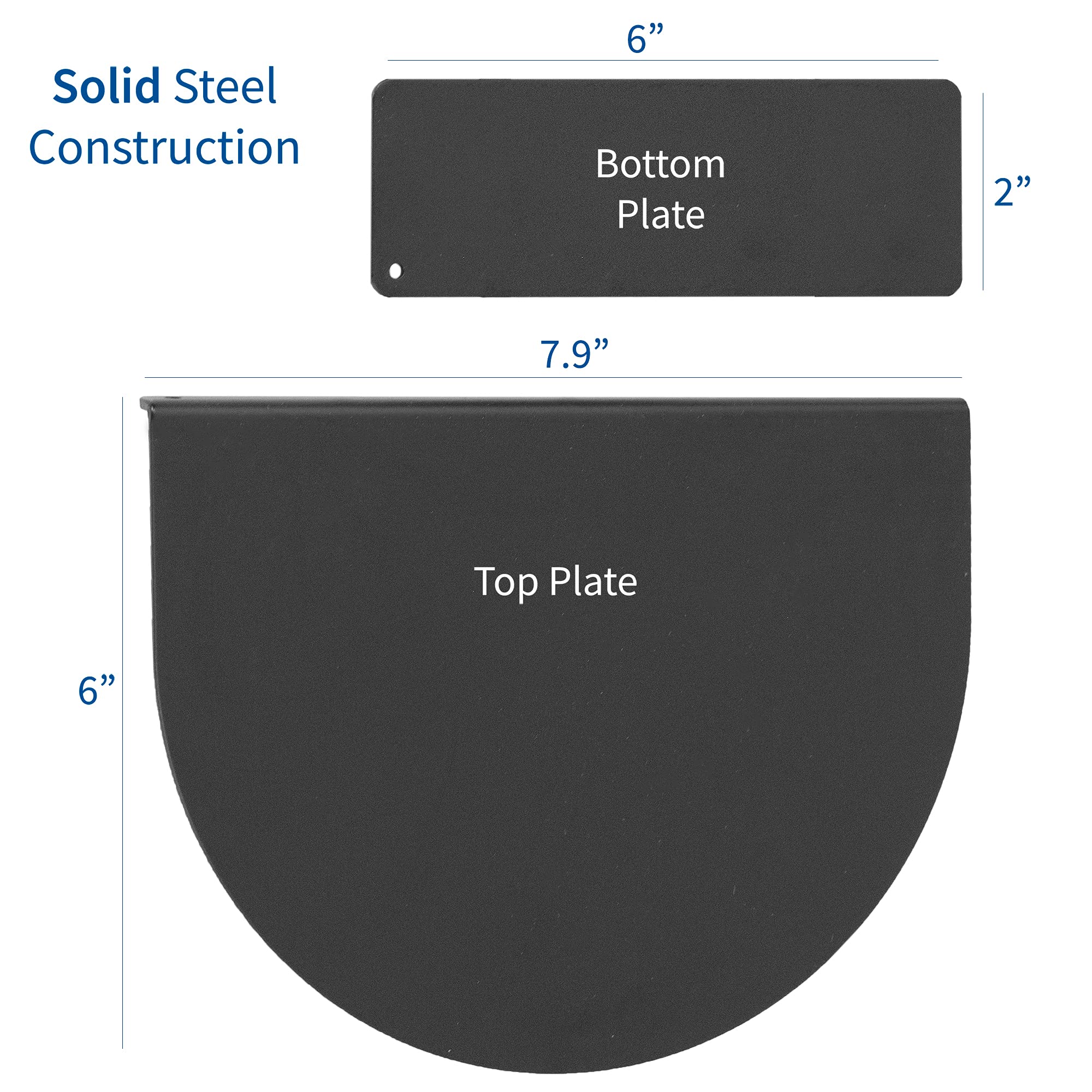VIVO Steel Reinforcement Bracket Mount Plate for Thin, Glass, and Other Fragile Table Tops, Clamp Compatible with Most Monitor Stand C-Clamp Installations, Black, STAND-AC01R