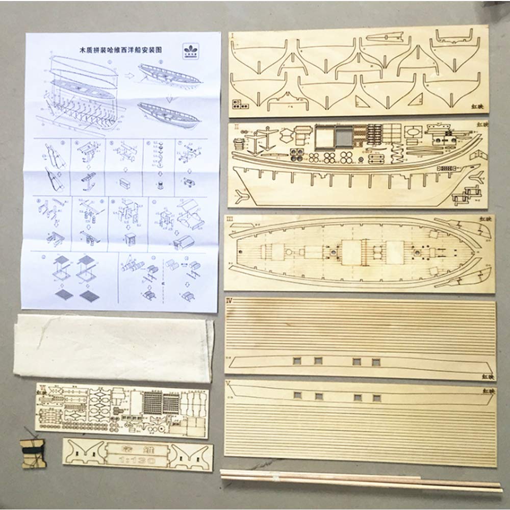 xiangshang shangmao Hobby 1/130 HARVEY1847 Sail Boat Wooden Model Kit Wood Ship Assemble Display
