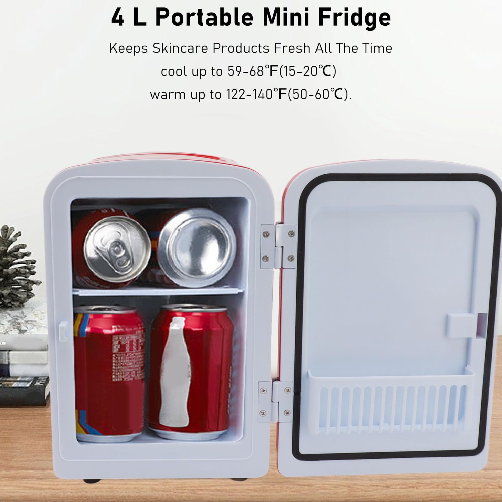 YOUTHINK Portablep Fridge, 4L Portable Mini Beauty Fridge Refrigerator Small Makeup Skincare for Skin Care Beverage Home (US Plug 100β240V)