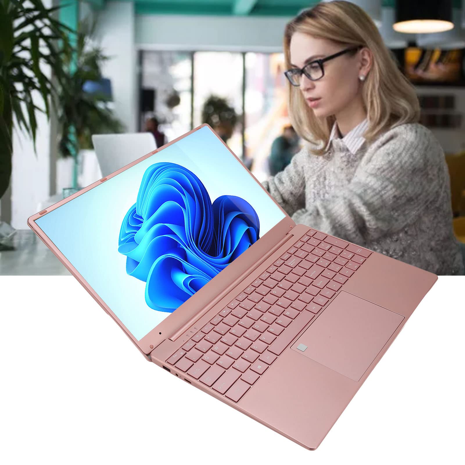 Zopsc 15.6in Laptop for Windows 10, BT, 12+256G, 1920 * 1080, HD 2K IPS Laptop with Fingerprint Unlock and Numeric Keypad for Intel N5095 CPU, Built in Microphone.