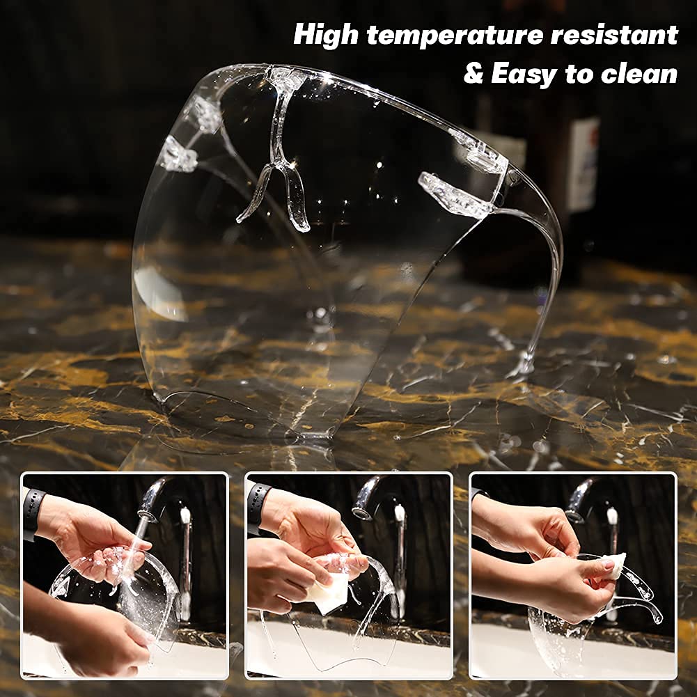 Wattne Face Shield, Clear Safety Face Shields with Frame Detachable Full Face Protective Reusable Goggle Shield Anti-spitting Fog & Scratch Resistant Suitable for Indoor and Outdoor Activities