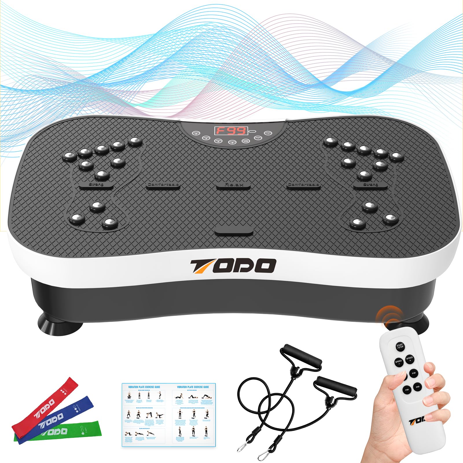 TODO Vibration Plate Exercise Machine Whole Body Vibration Platform with Remote Control for Pain Relief, Lymphatic Drainage, Weight Loss