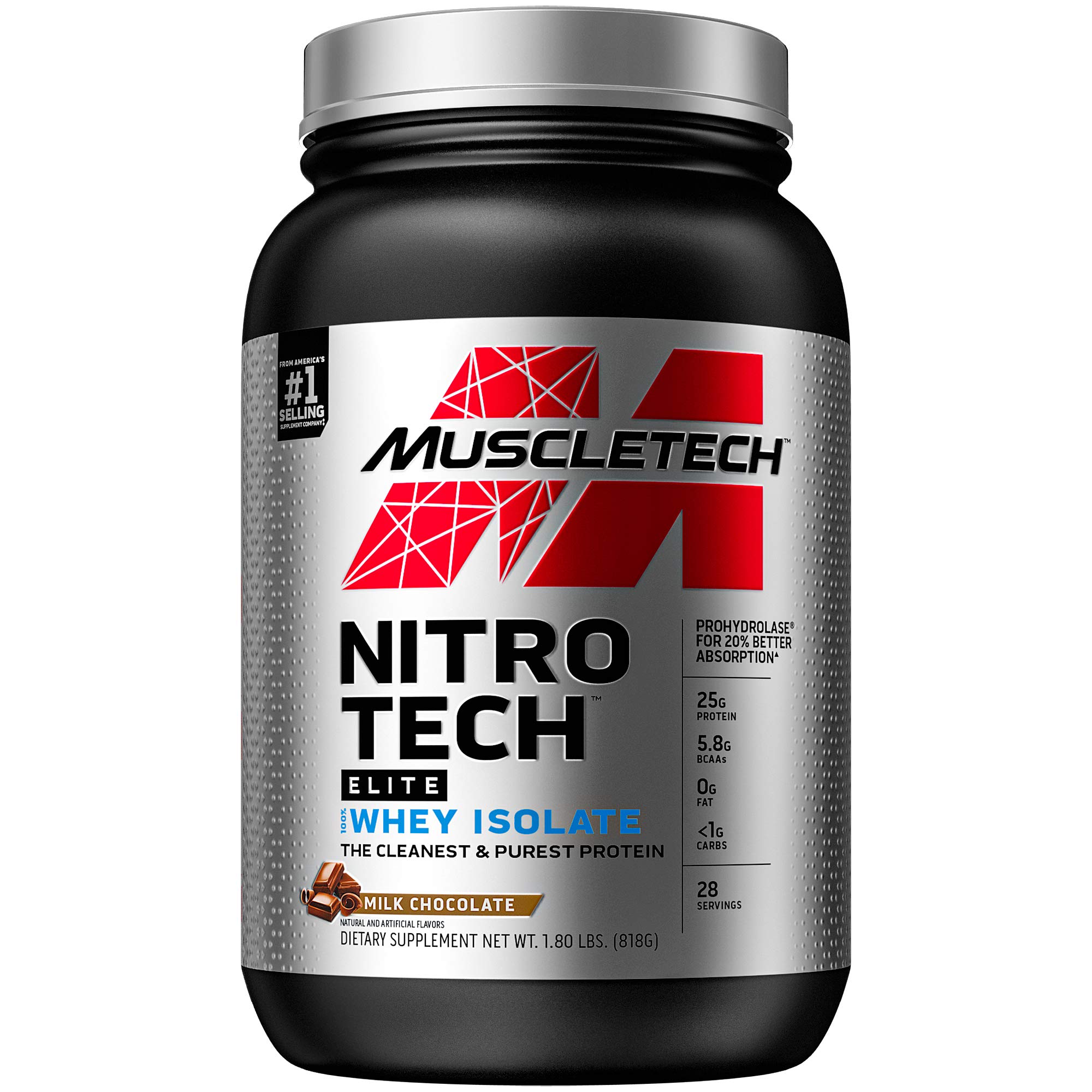 Whey Protein Isolate | MuscleTech Nitro-Tech Elite 100% Whey Isolate Protein Powder | Whey Protein Powder for Women & Men | Muscle Builder | Milk Chocolate,1.8 lbs (28 Servings) - (packaging may vary)