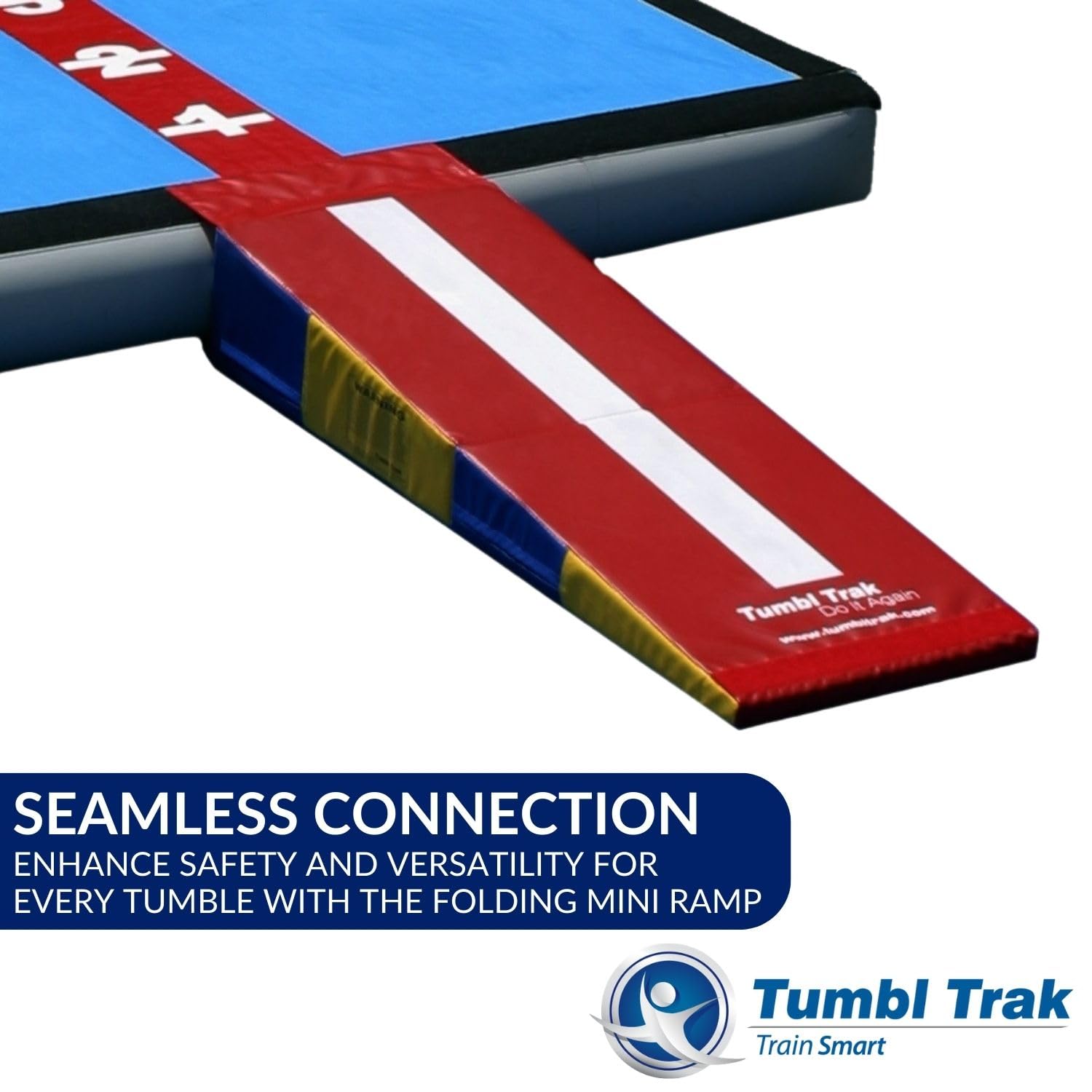 Tumbl Trak Folding Mini Ramp, Primary Rainbow, 4 ft x 18 in x 8 in