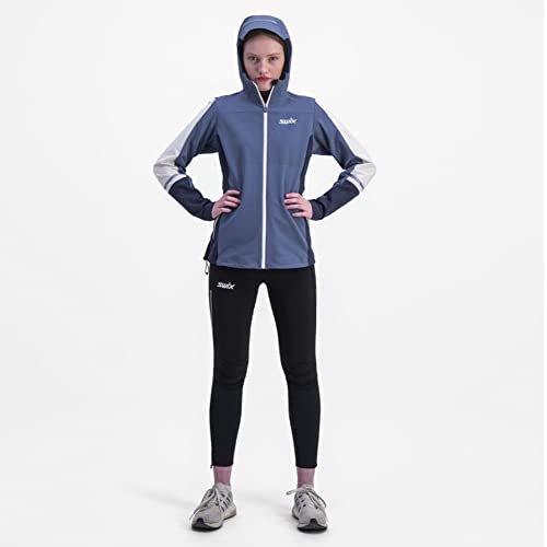 Swix Women's Standard Evolution Softshield Insulated Breathable Hooded Ski Jacket, Blue Sea, Small