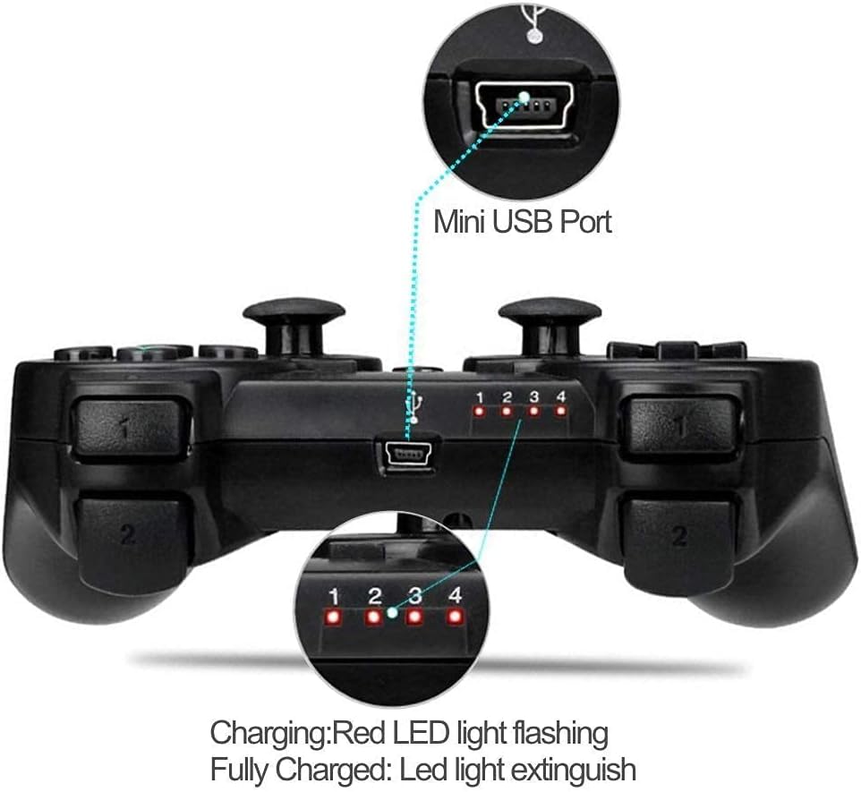 Wireless Controller for PS-3,Double Shock Rechargeable Analog Joystick Remote for PS-3