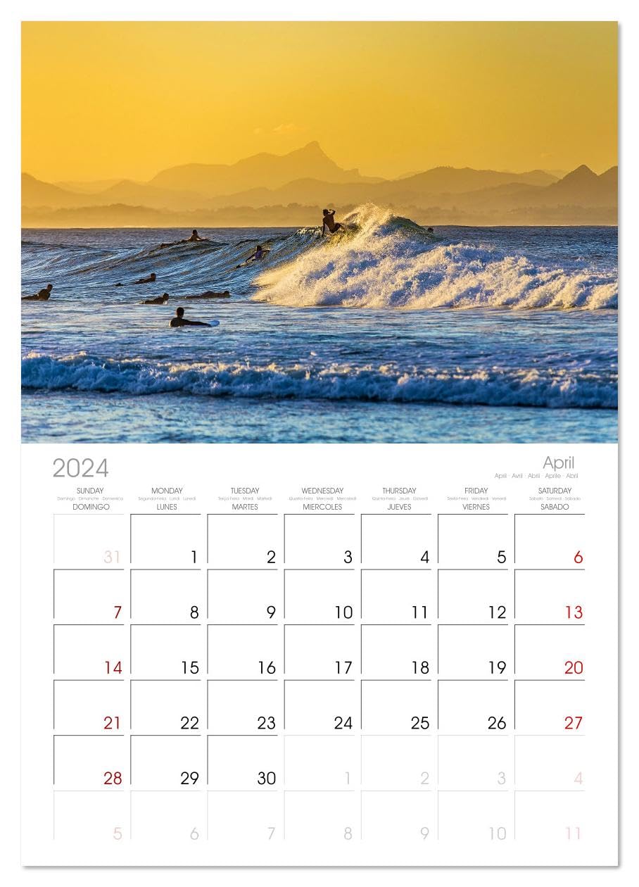 Surfen - from Inside the Barrel (Monthly Wall Calendar 2024 11.7" x 16.5" (open)), CALVENDO 14 Month Calendar