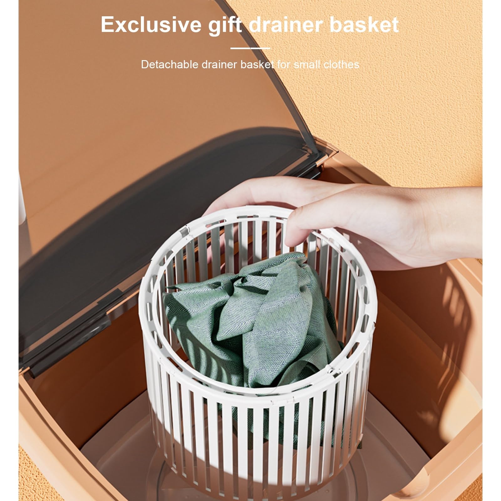 WHYATT Portable Washing Machine, 15L, with Drainer Basket, Good for Dorm or Camping, Underwear or Small Items