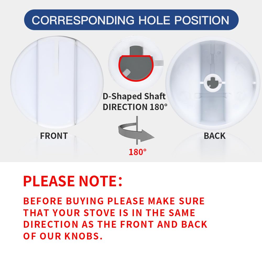 W10339443 Gas Range Knob White, Surface Burner Knob Replacement Part Fit for Whirlpool Range/Stove/Oven – Replaces WPW10339443, AP6019878, 2311009, PS11753189 (4 Pack)