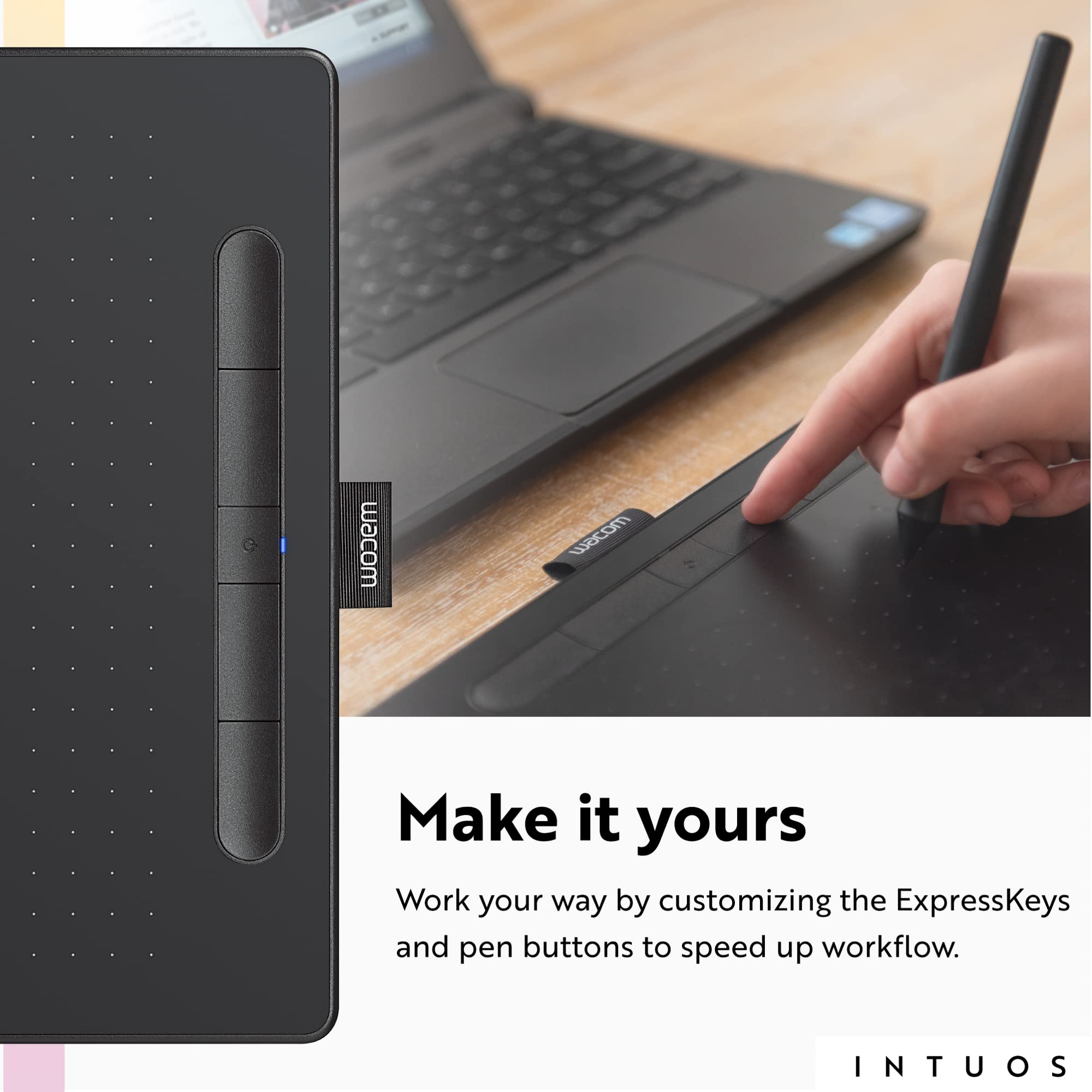 wacom CTL6100WLK0 Intuos Creative Pen Tablet Bluetooth - Medium, Black - (Renewed)
