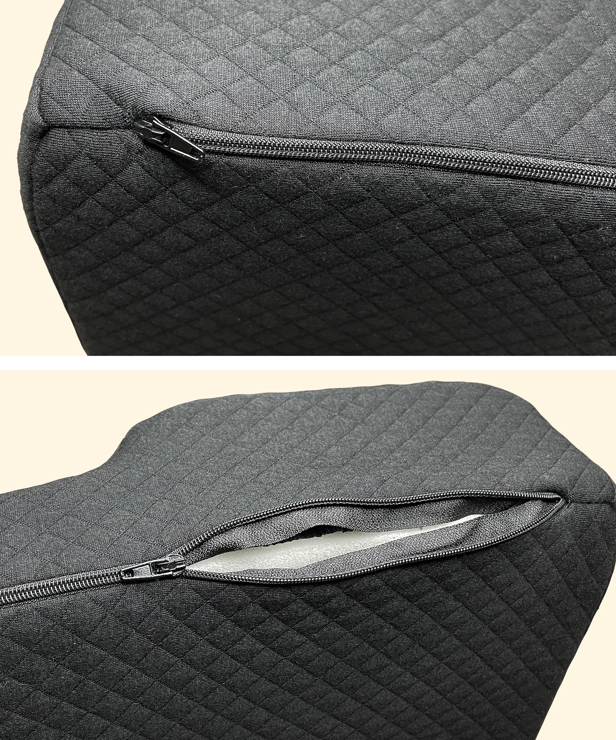 XOLLOZ Pillow For Eyelash Extensions - Curved Memory Foam Lash Bed Pillow With Neck And Back Support, Perfect Pillow For Eyelash Extensions, Two Pockets For Tools On The Sides Of Pillow (Black)