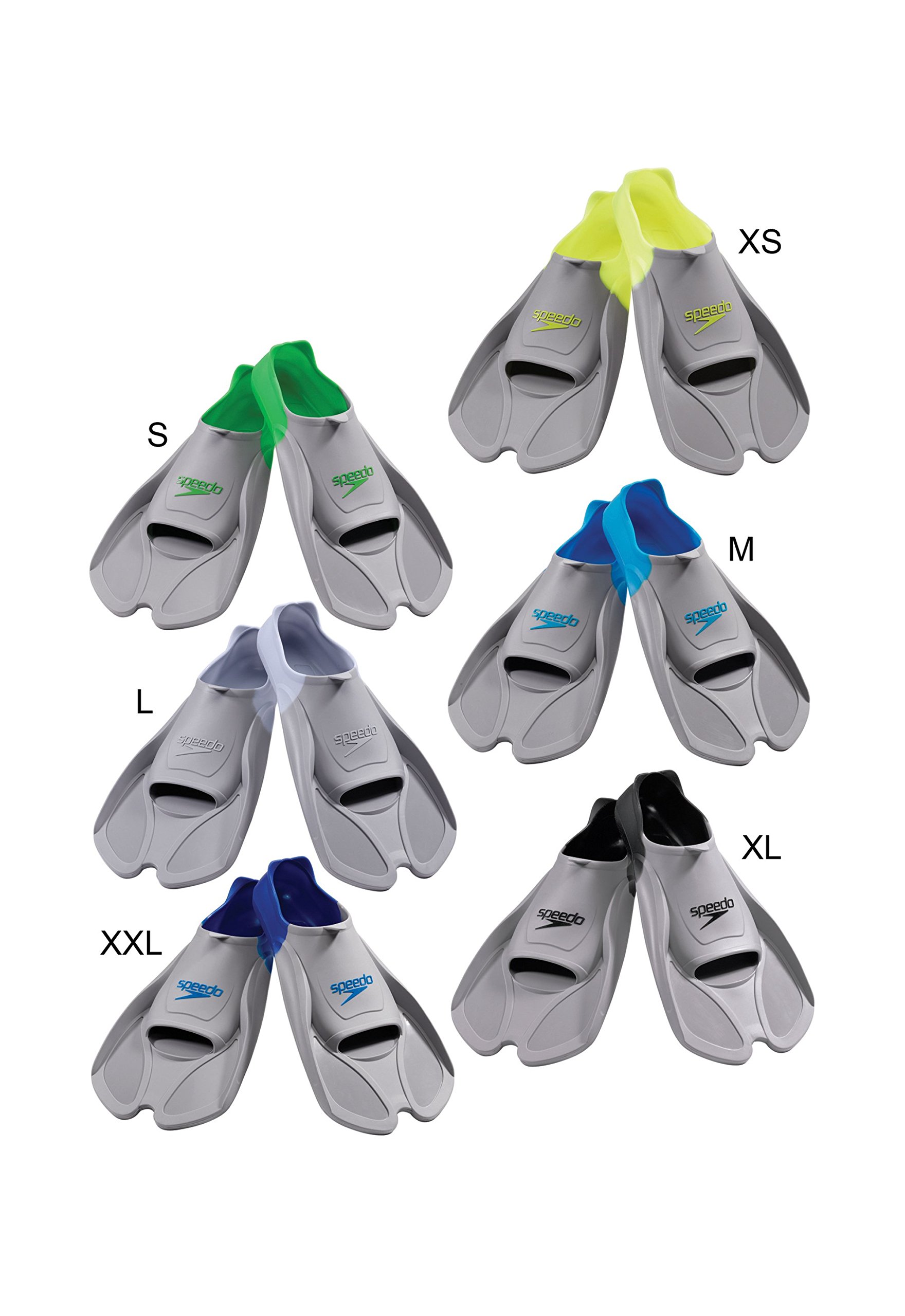 Speedo Unisex Swim Training Fins Biofuse Grey/Black, XL - Men's Shoe size 11-12 | Women's Shoe size 12-13