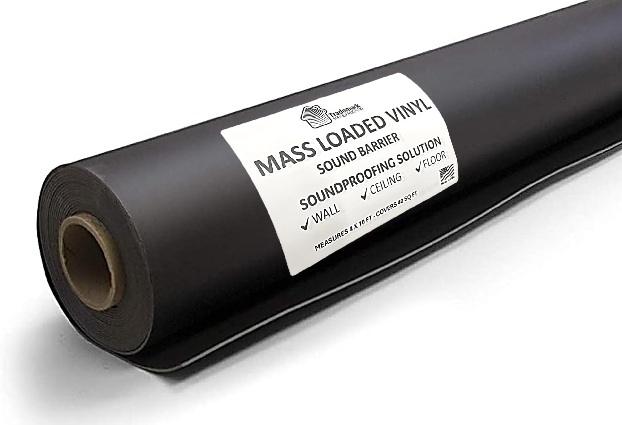 TMS Mass Loaded Vinyl, Soundproofing Material - 1Lb, MLV Acoustic Sound Barrier, 4' X 10' - 1/8 inch Thick (40 Square Feet)