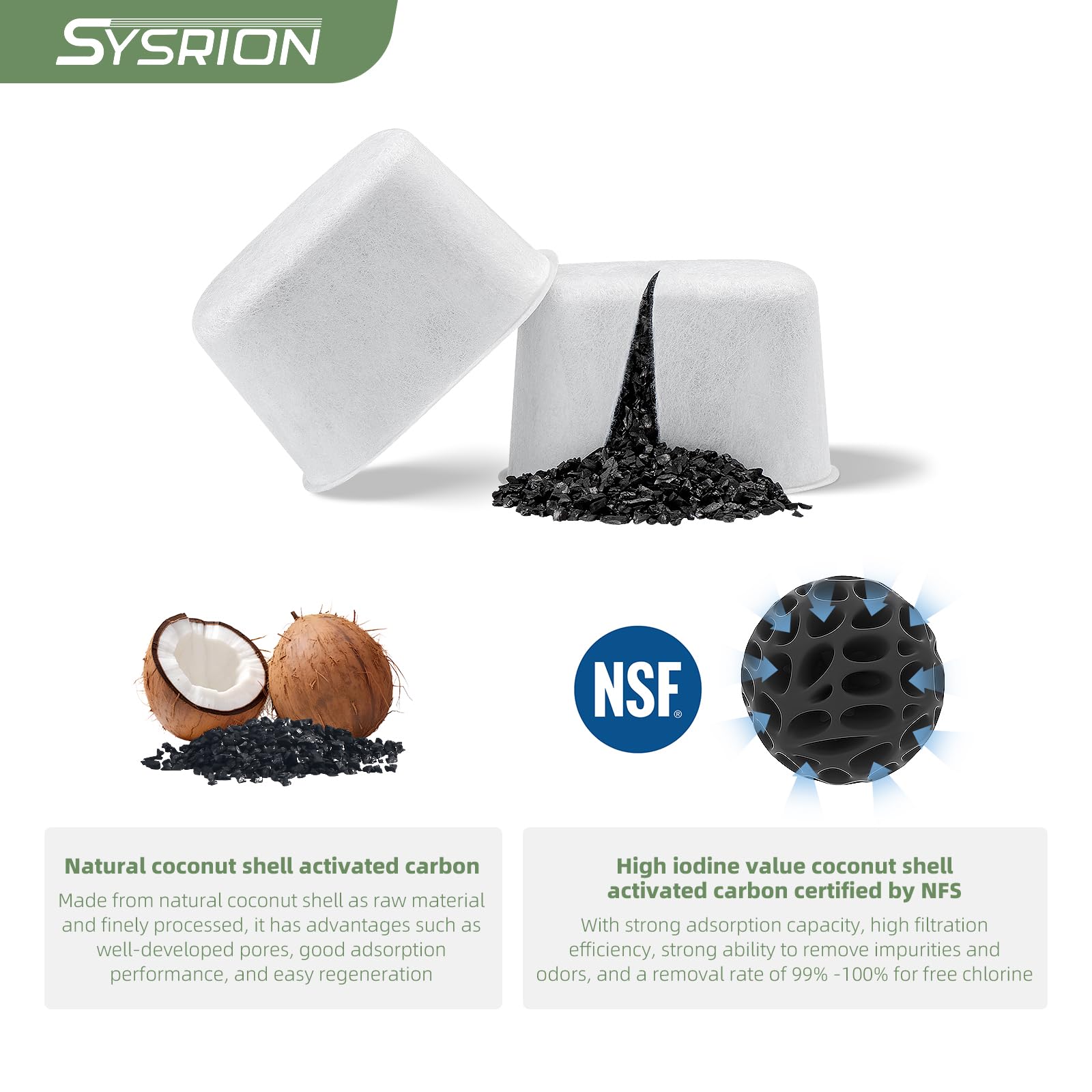 SySrion 2-Pack Charcoal Water Filters Compatible with Breville BWF100 Machines, Breville Espresso Machine Water Filter Replacements, Trial Installation