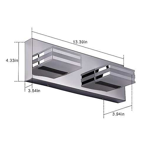 yumcrelect LED Vanity Light, 12W Light Mirror Front Vanity Lamp Modern Acrylic Stainless Steel Bath Wall Vanity Lighting Over Mirror Chrome 2-light Bathroom Bedroom Lighting Fixtures