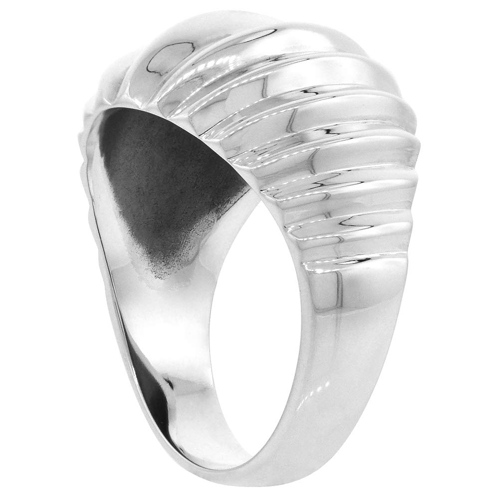 Sterling Silver Scalloped High Dome Ring 5/8 inch wide size 7.5