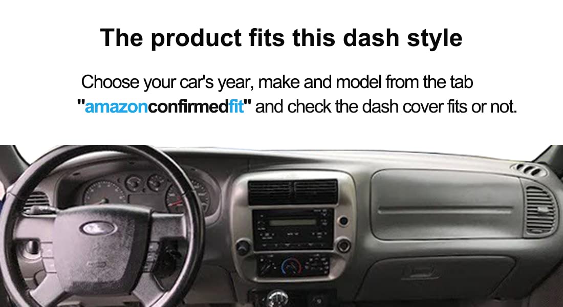 Yiz Dash Cover Mat Custom Fit for Ford Ranger 1995-2011,Ford Explorer 1995-2001,Mercury Mountaineer 1997-2001 and Mazda B2300 B2500 B3000 B4000 1995-2010,Dashboard Cover Pad Carpet (Black) J35