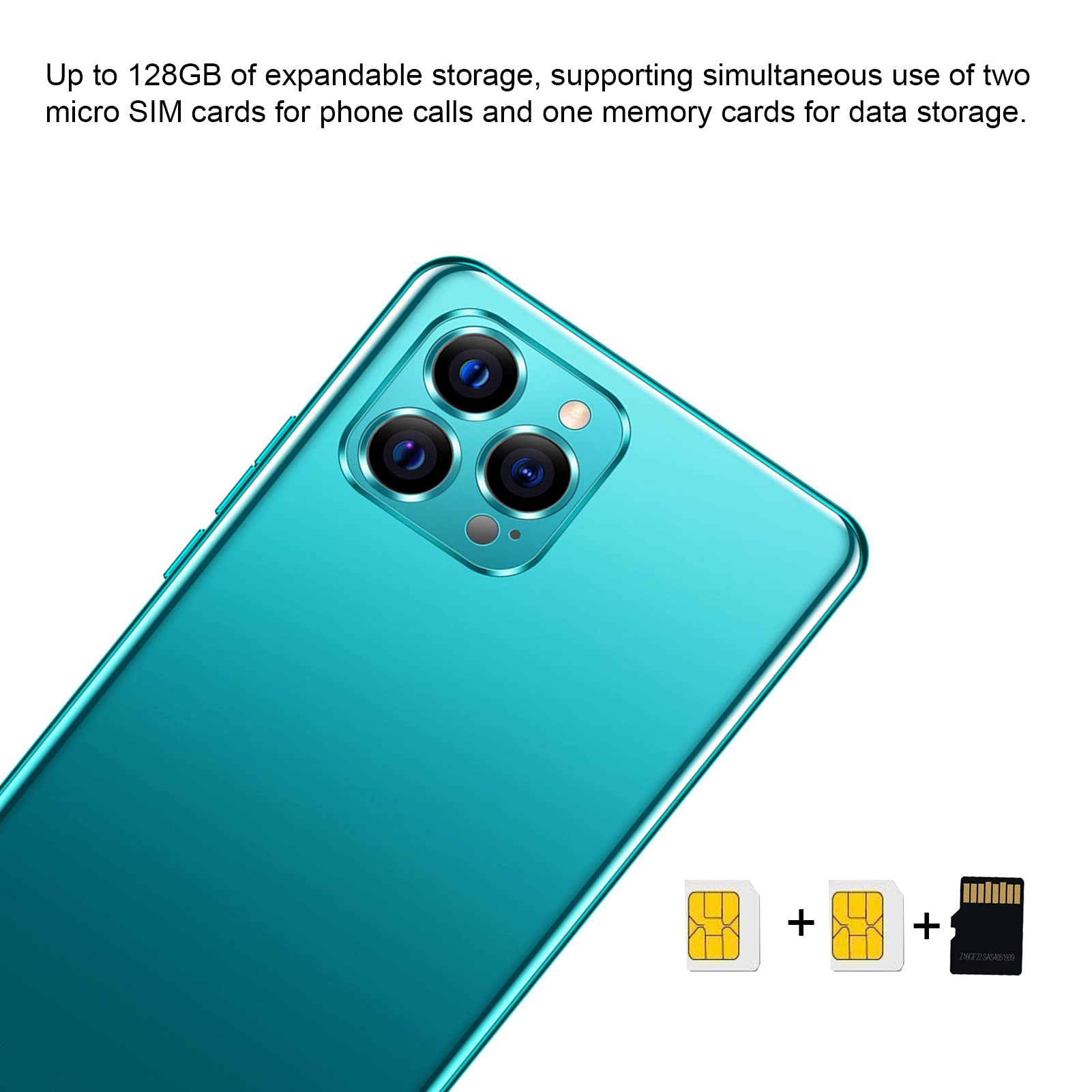 Yunseity IP12 PRO Unlocked Smartphone,6.26in Full Screen Dual SIM Cell Phone,Face Recognition Unlocked Smartphone(Green)