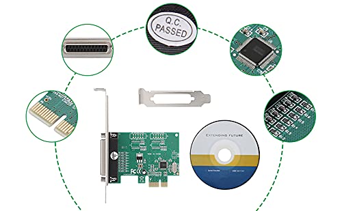 Wendry LPT Printer to PCI-E Parallel Printer Card, Parallel Port DB25 Express Card Converter Adapter, Pci-express's 25/s Full Duplex Channel,1.5 Mbyte/S,for Win98SE/ME/2000/XP/Vista/Win7/Win8/Win10
