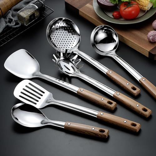 Thickened Stainless Steel Stir-fry Spoon, Household Kitchenware Set, Pot Spatula, Soup Spoon, Frying Shovel, Hot Pot Colander