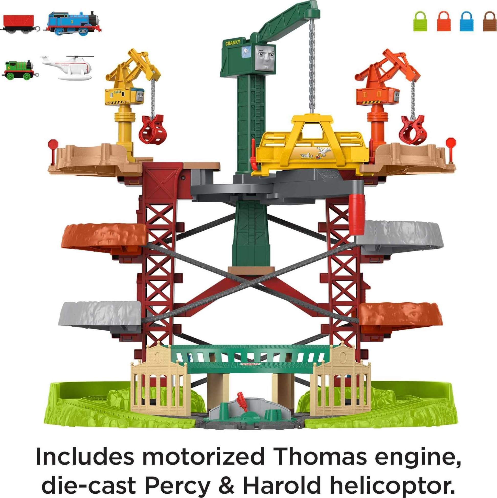 Thomas & Friends Multi-Level Toy Track Set, Trains & Cranes Super Tower with Thomas & Percy Engines for Preschool Kids Ages 3+ Years (Amazon Exclusive)