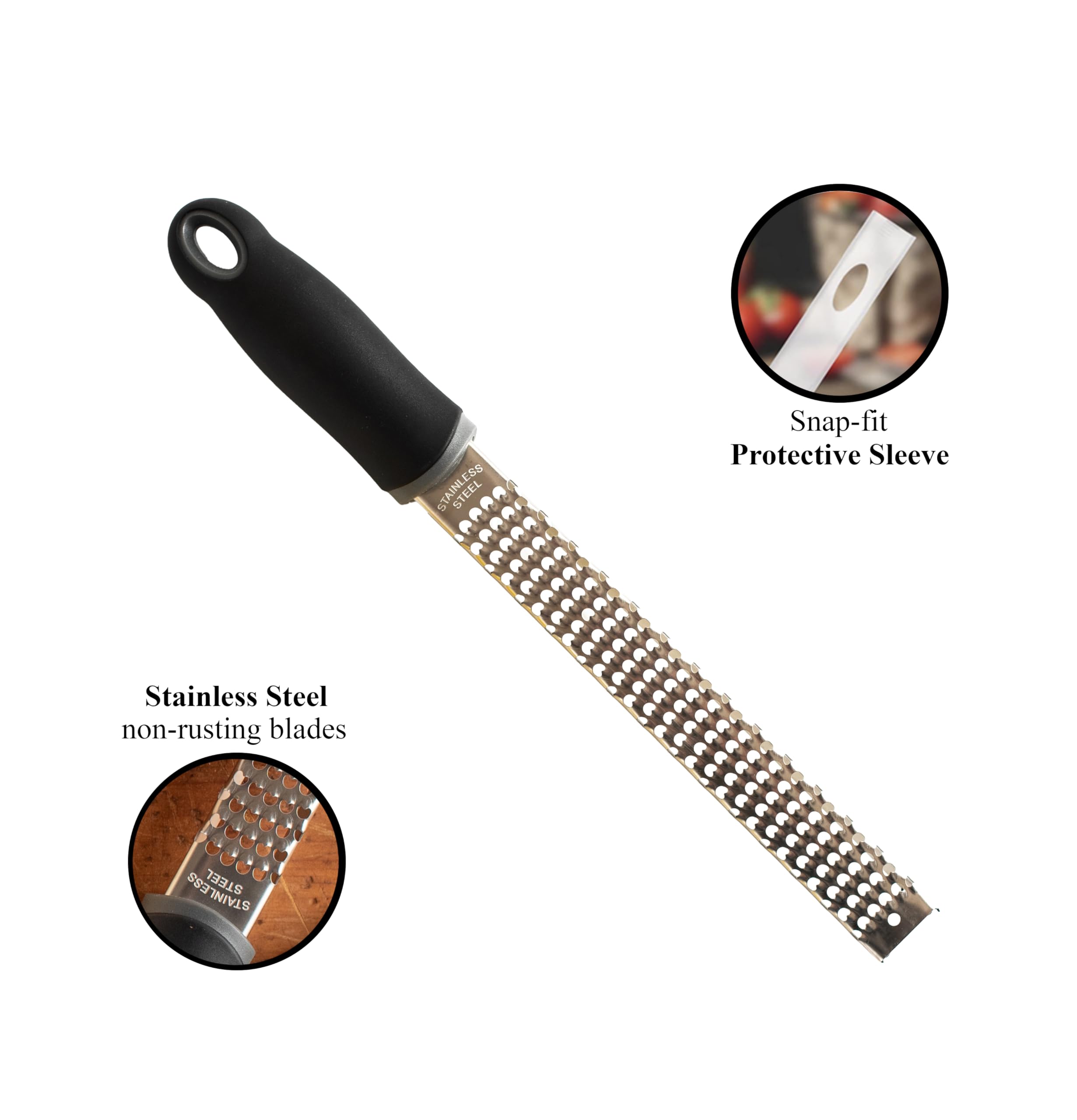 THIELE ESSENTIALS Stainless Steel Zester Grater and Manual Citrus Juicer - Grater Zester for Cheese, Chocolate, Fruits, and Spices - High Performance Juicer Squeezer
