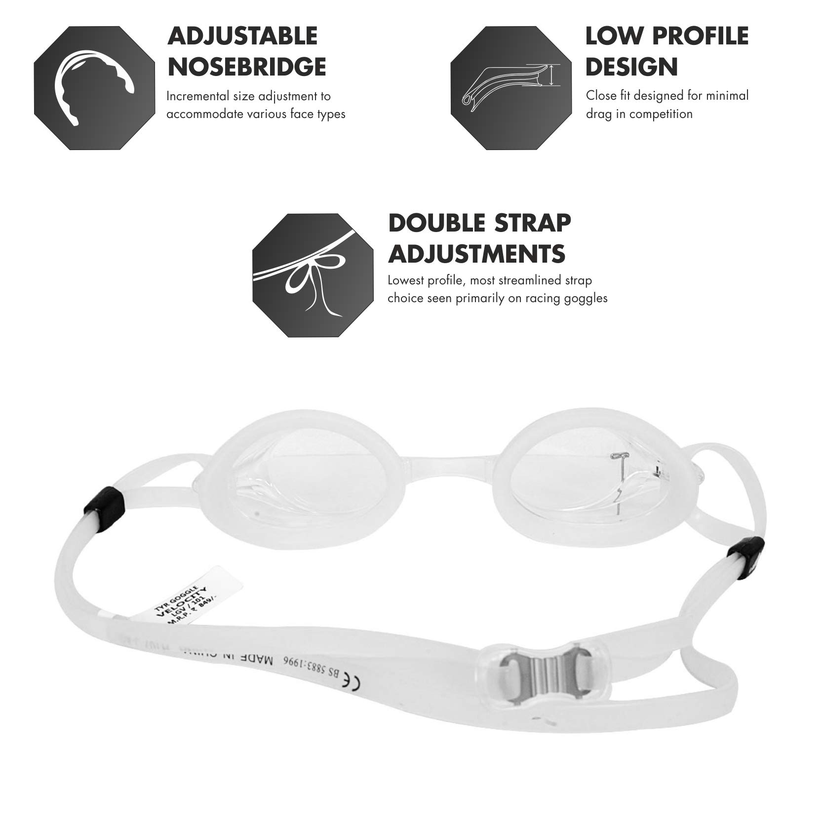 TYR Velocity Racing Goggle (Clear)