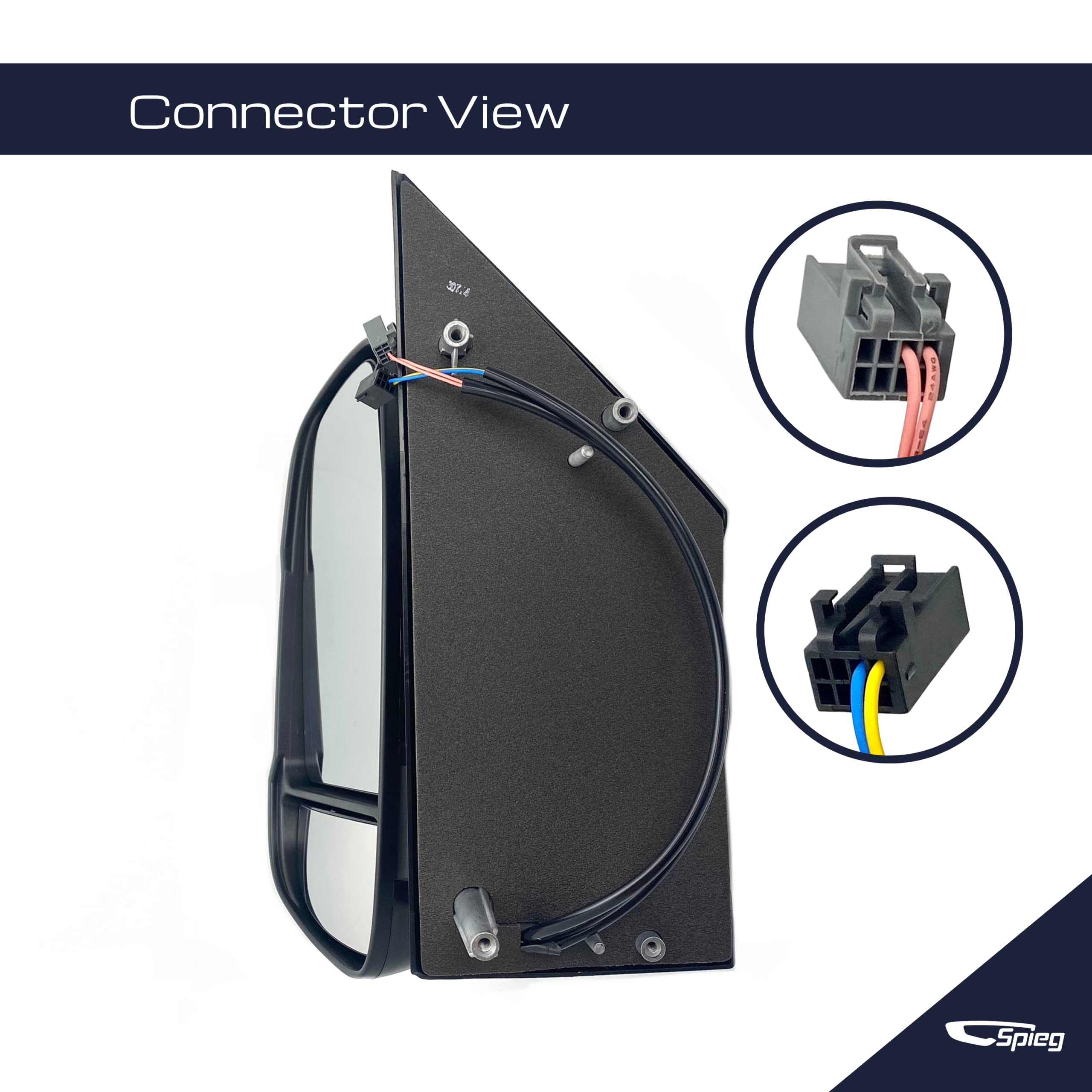 Spieg CH1320417 Driver Side Mirror for 2014-2021 Ram Promaster 1500 2500 3500 | Left Side View Mirror Assembly Manual Adjustment Non-Heated Turn Signal Light Temp Sensor | Textured Black Cover 4 Pins