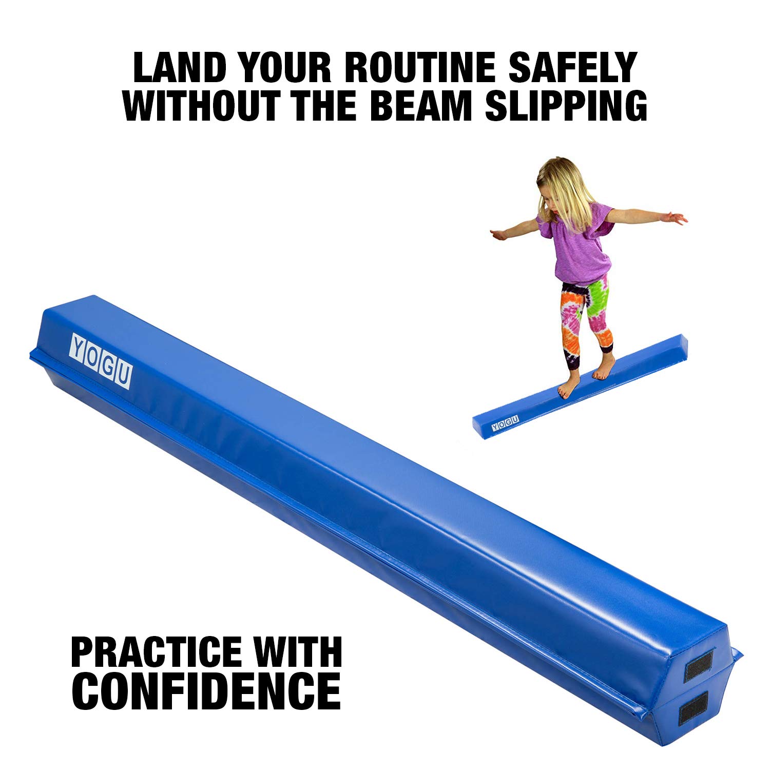 YOGU Foldable Balance Beam 9 Feet Folding Floor Gymnastics Equipment Beams for Kids Home Practice