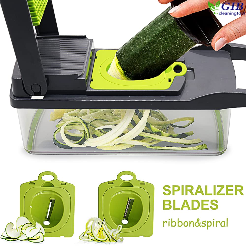 Vegetable Chopper Onion Chopper Dicer 15 in 1 Professional Mandoline Slicer for Kitchen, Multifunctional Food Chopper Cutter for Cucumber, Potato, Tomato, Veggie with 11 blades and Filter Basket