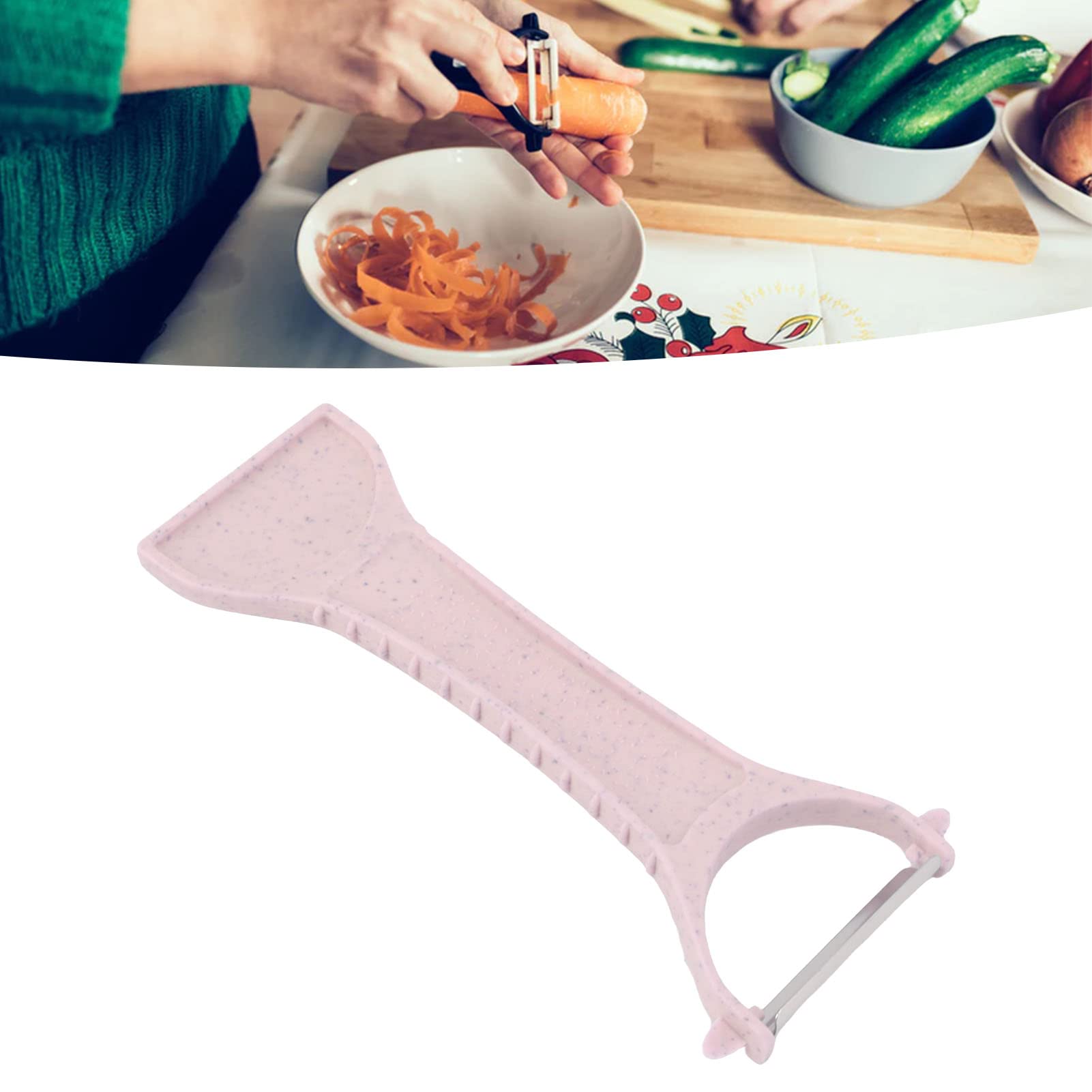 Vegetable Peeler, Ergonomic Easy To Use Stainless Steel Potato Peeling Tool Practical for Kitchen (Pink)