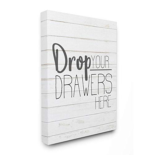 Stupell Industries Drop Your Drawers Bathroom Laundry Black and White Design Decorative Wall Hangings, Multi-Color