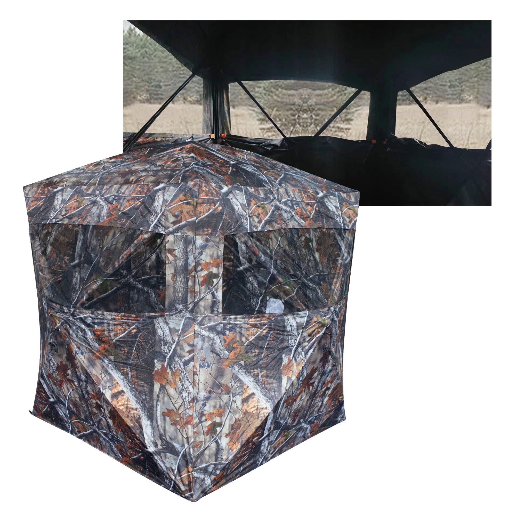 THUNDERBAY SPUR Collector 2 Person Hunting Blind, Portable Ground Blind with Silent Sliding Window, Portable Durable Hunting Tent for Deer & Turkey Hunting, JXJ Camo