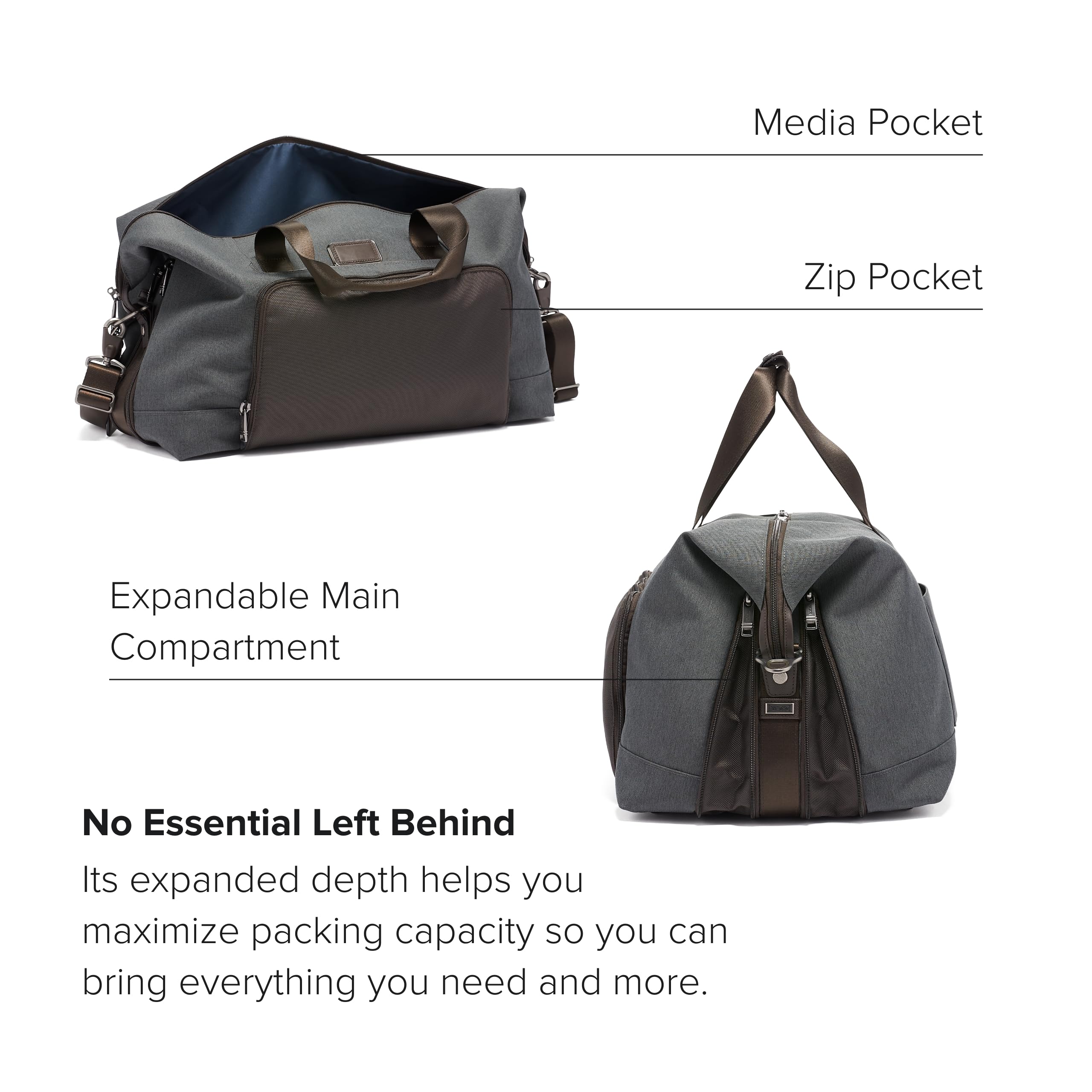 TUMI Alpha Double Expansion Travel Satchel - Business Duffel Bag for Men & Women - Weekend Travel Bag with Shoulder Strap - Olive Night