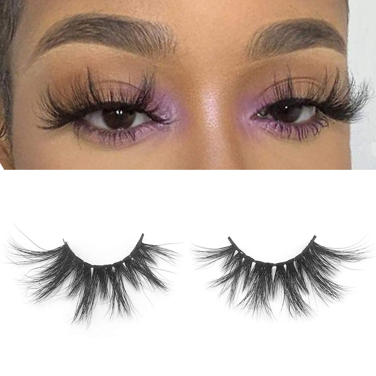 SWINGINGHAIR Mink Eyelashes, 25mm Dramatic Lashes Long Type False Eyelashes 3D Layered Effect Hand Made Strips Reusable 1 pair