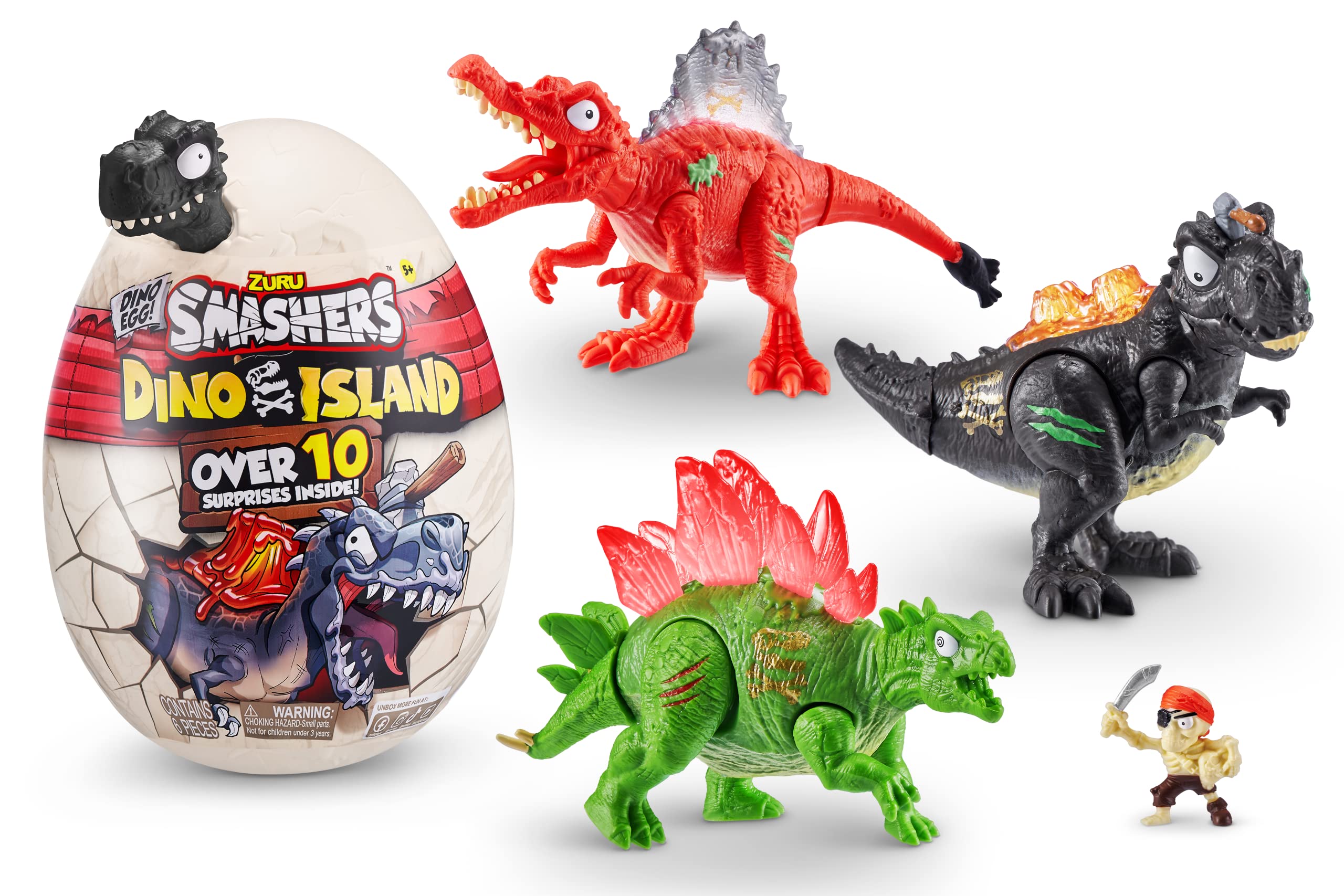 Smashers Dino Island Mini Egg T-Rex by ZURU Prehistoric Discovery Toy with 10 Surprises, Dinosaur Toys, Slime, Sand and More Age 5+