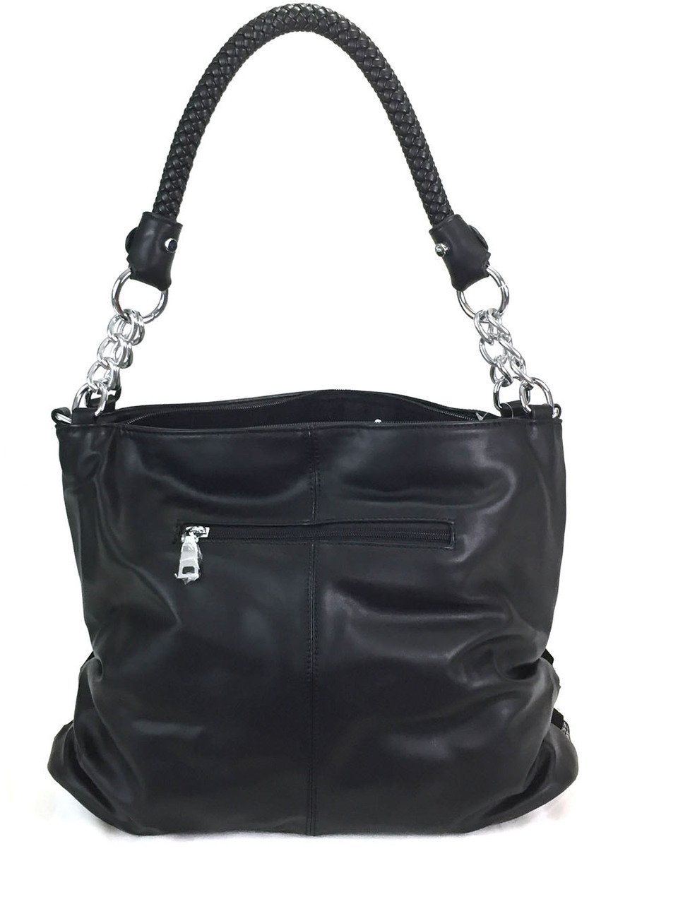 Zzfab Sparkle Rhinestone Suede Hobo Handbag Black