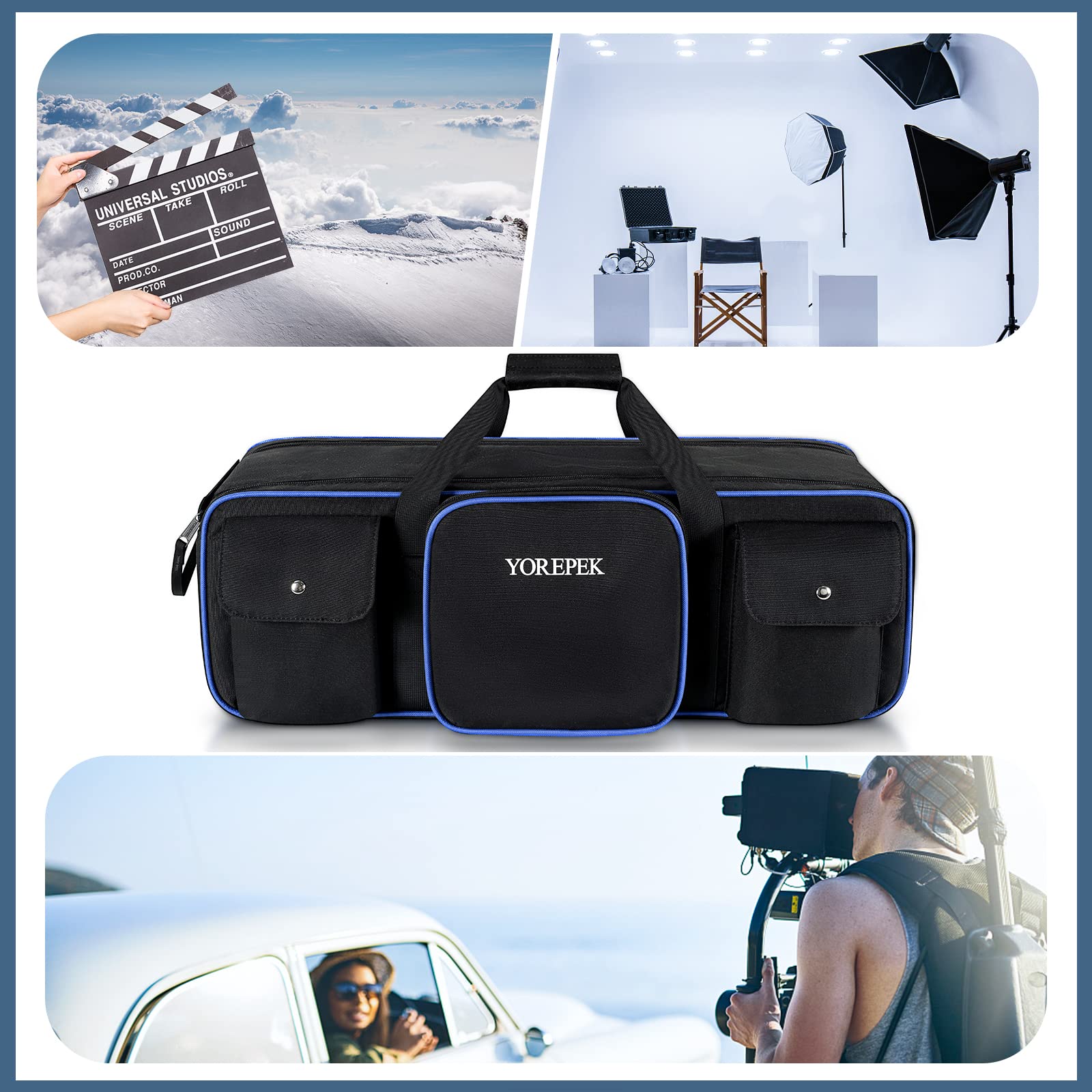 YOREPEK Tripod Carrying Case Bag 50.5", Durable Light Stand Bag with 2 Removable Padding, Photo Studio Equipment Case for Tripods, Monopods, Speaker Stands, Umbrellas, Gear, Mic Stand, Tent Pole
