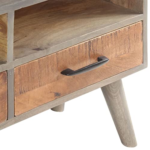 THYUOVAI TV Cabinet,Media Cabinet Tv Console Stereo Cabinet Low Board Suitable for Living Room,Bedroom,Closet,Hallway,Foyer,Office Gray 51.2"x13.8"x20.1" Solid Rough Mango Wood