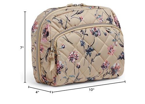 Vera Bradley Women's Performance Twill Lay Flat Cosmetic Makeup Organizer Bag, Strawflowers, One Size