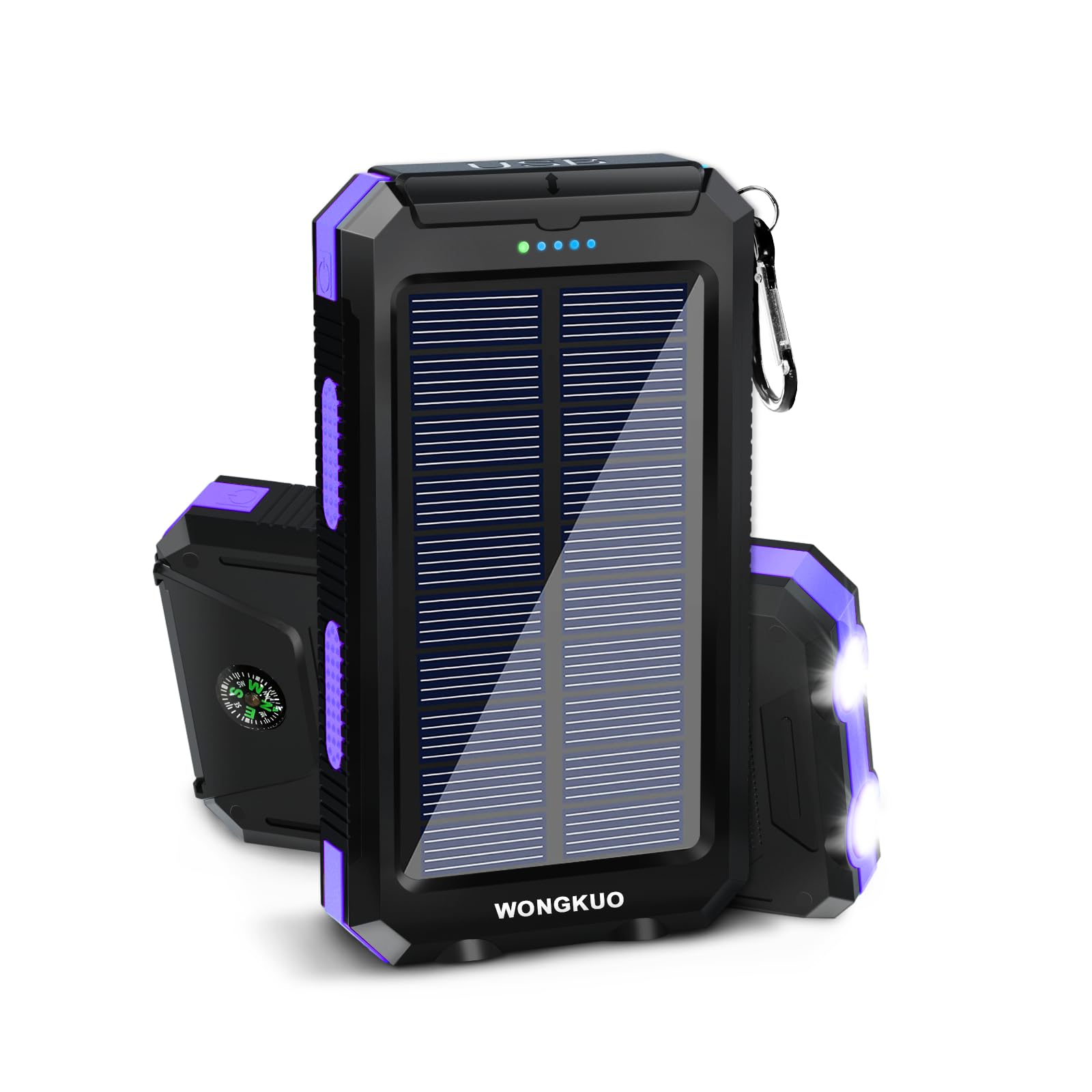 WONGKUO Solar Charger Power Bank - đŽđŹđŽđ° đđĽđđ§đđđ 36,800mAh Portable Solar Phone Charger, QC3.0 Fast Charger with LED Flashlight, IP65 Waterproof Power Bank Perfect for Outdoor Camping Hiking
