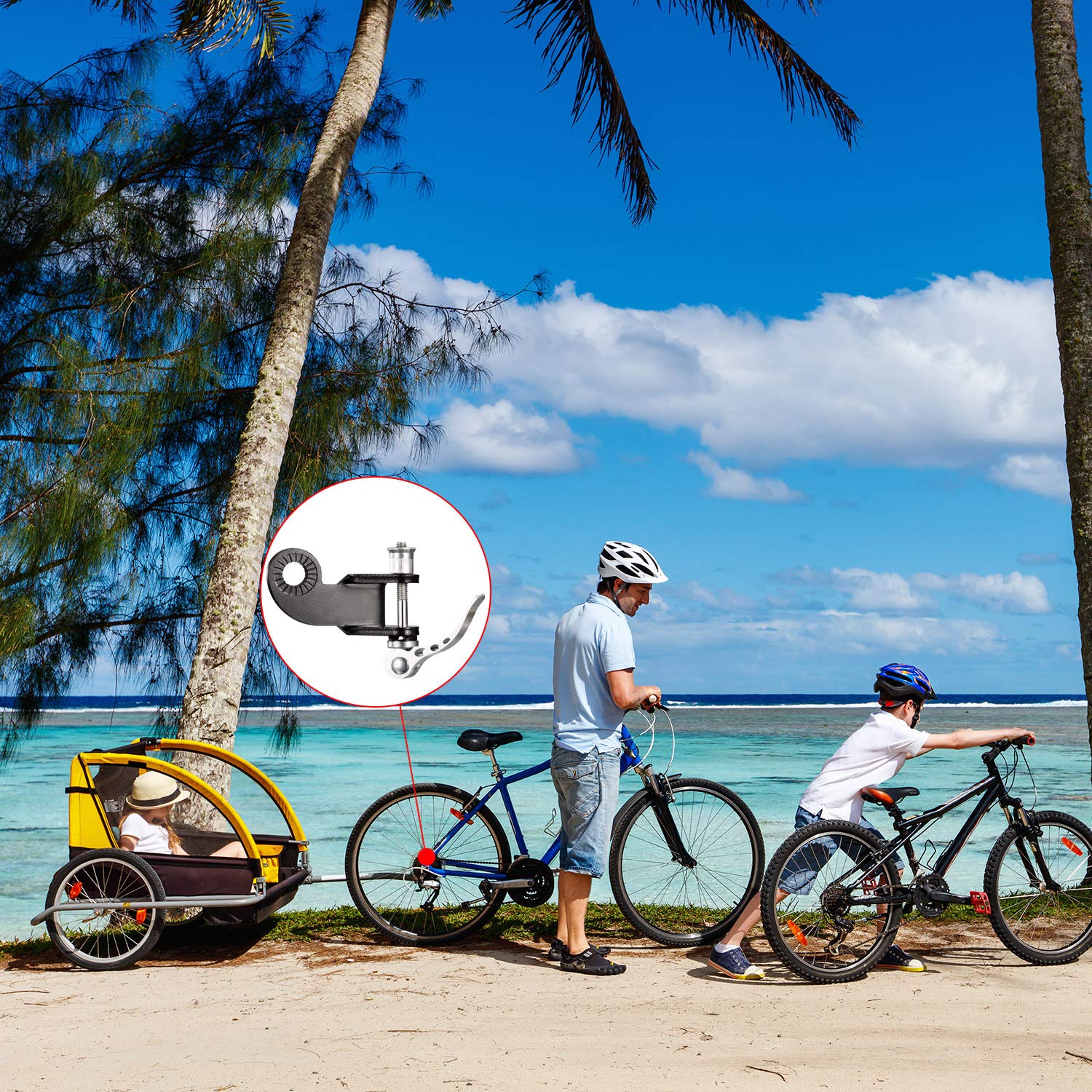 Syhood Bike Trailer Hitch Bicycle Steel Hitch Coupler Bicycle Trailers Replacement Connector Bike Pulley Trailer Connector and Quick Release Rod