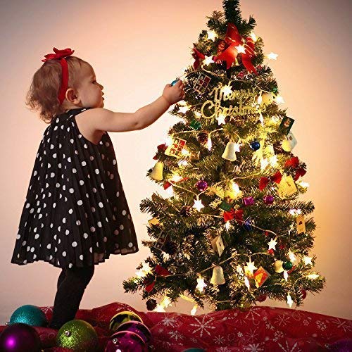 YoTelim Star String Lights Battery Operated Warm White ,Water Proof 2 Pack 19.7FT 40 LED Fairy String Light 8 Modes with Remote Control, for Home, Party, Christmas, Wedding, Garden Decoration